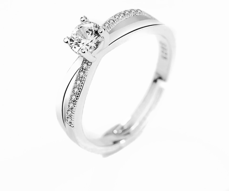 Sterling Silver Adjustable Crossover Double Band Elevated Cubic ...